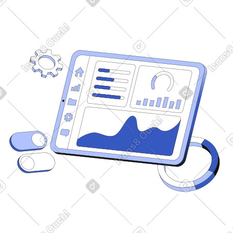 Dashboard with statistical data on tablet animated illustration in GIF ...