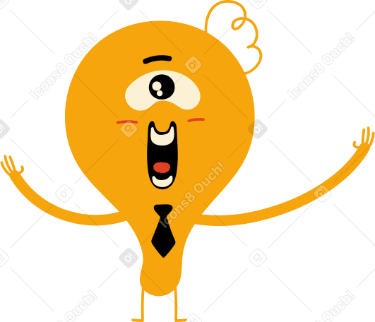 Yellow one-eyed character with a tie Illustration in PNG, SVG