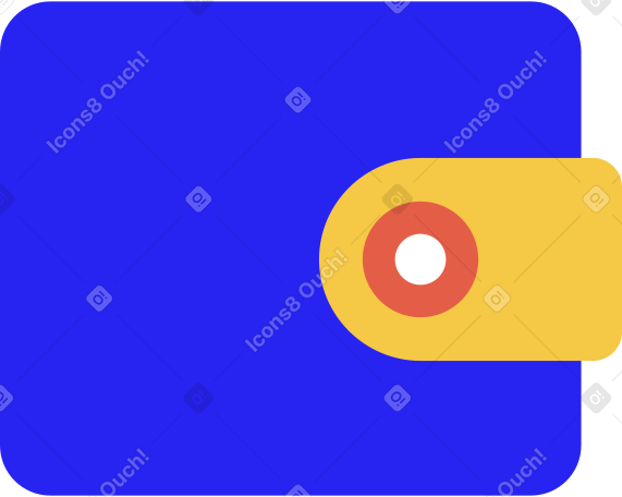 Blue wallet with button Illustration in PNG, SVG