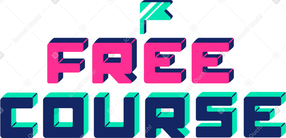 Multicolored lettering free course Illustration in PNG, SVG