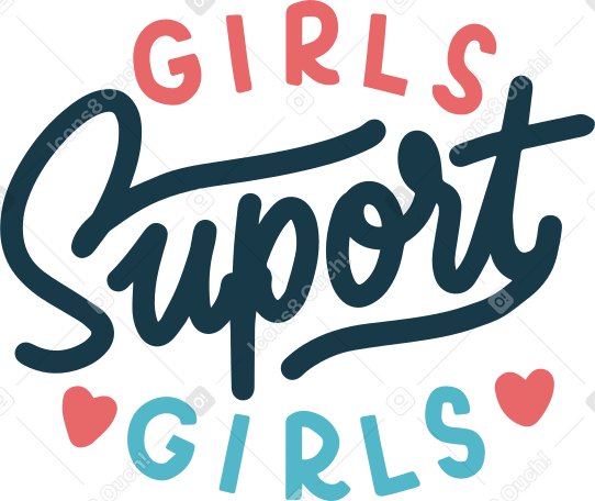 Girls support girls Illustration in PNG, SVG
