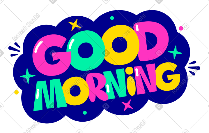 Lettering sticker good morning multicolor text PNG, SVG