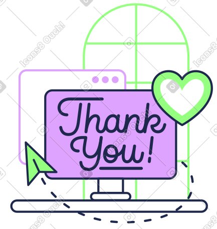 Thank You text in screen with plane cursor and heart Lettering animated ...