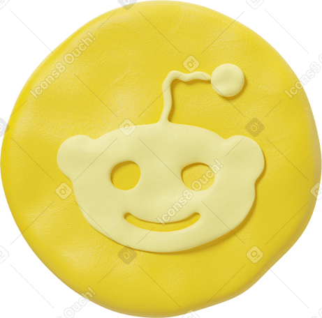 3D Round yellow reddit logo Illustration in PNG, SVG