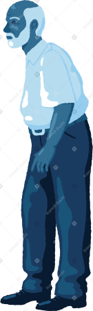 Old man standing side view Illustration in PNG, SVG
