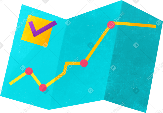 Economic growth chart on a sheet of paper Illustration in PNG, SVG