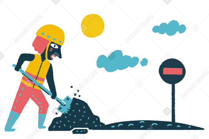 Road worker Illustration in PNG, SVG