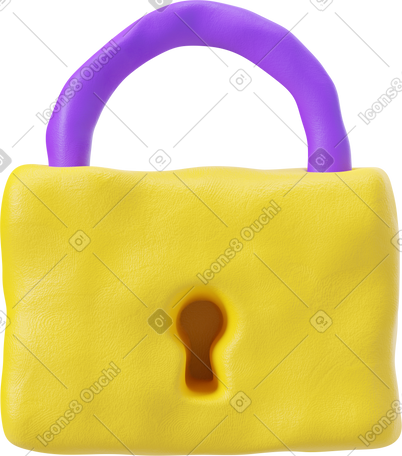 3D Yellow lock symbol PNG, SVG
