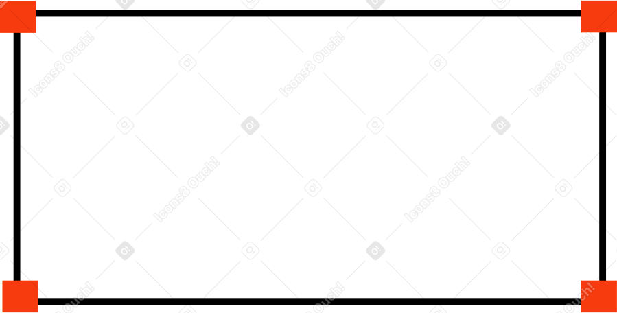 Outline frame with red squares in the corners Illustration in PNG, SVG