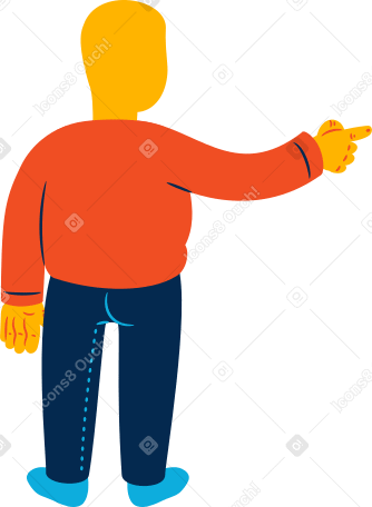 Chubby man pointing back Illustration in PNG, SVG