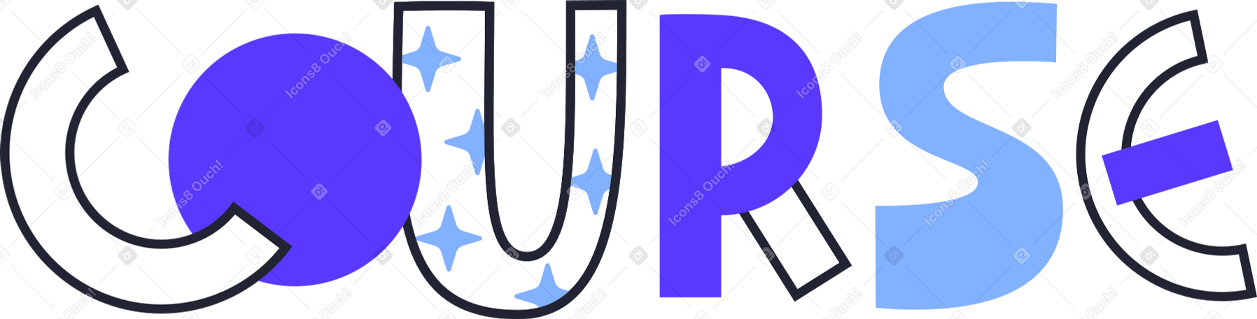 Lettering multicolored course Illustration in PNG, SVG
