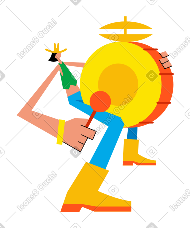 Man playing drum animated illustration in GIF, Lottie (JSON), AE