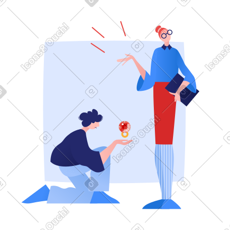 Woman rejecting a marriage proposal PNG, SVG