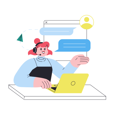 Chat dialog with support service Illustration in PNG, SVG