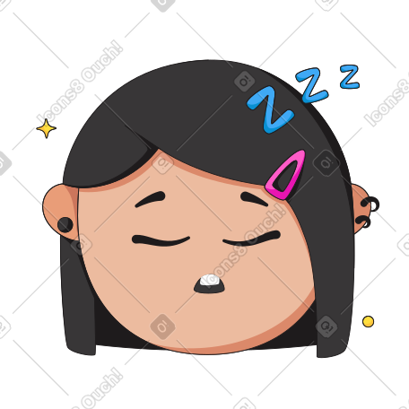 Woman sleeping, sleepy face with closed eyes PNG, SVG