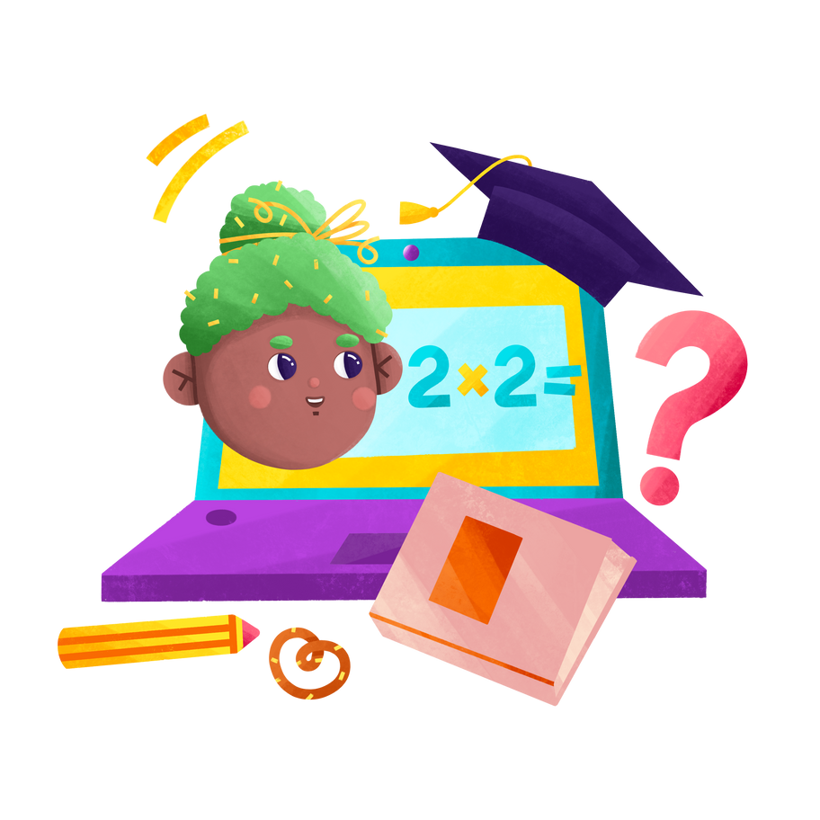 Teacher explaining math lesson online Illustration in PNG, SVG