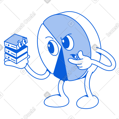 Confused pie chart with database PNG, SVG