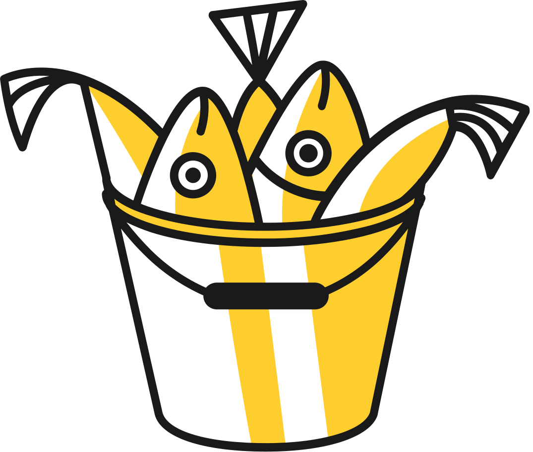 Bucket fish Illustration in PNG, SVG