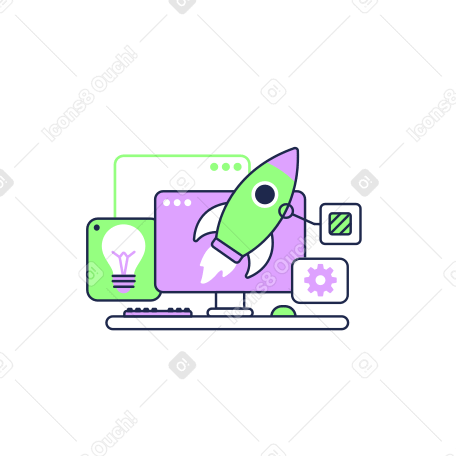 Startup launch and business idea Illustration in PNG, SVG
