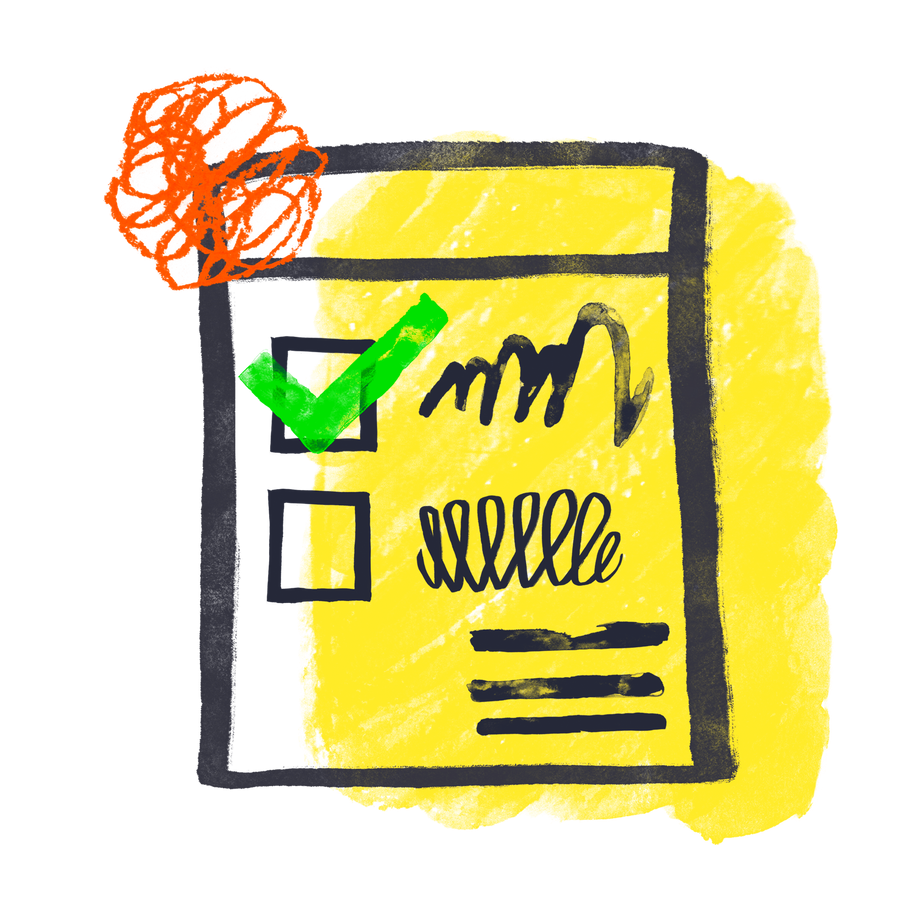 Half completed yellow to-do list Illustration in PNG, SVG