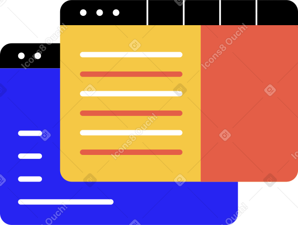 Two browser windows Illustration in PNG, SVG