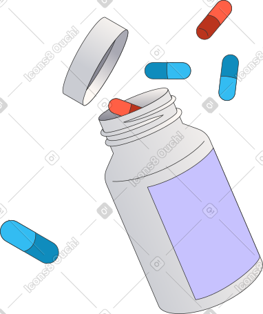 Bottle of pills animated illustration in GIF, Lottie (JSON), AE