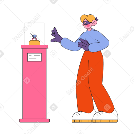 Thief stealing jewelry Illustration in PNG, SVG