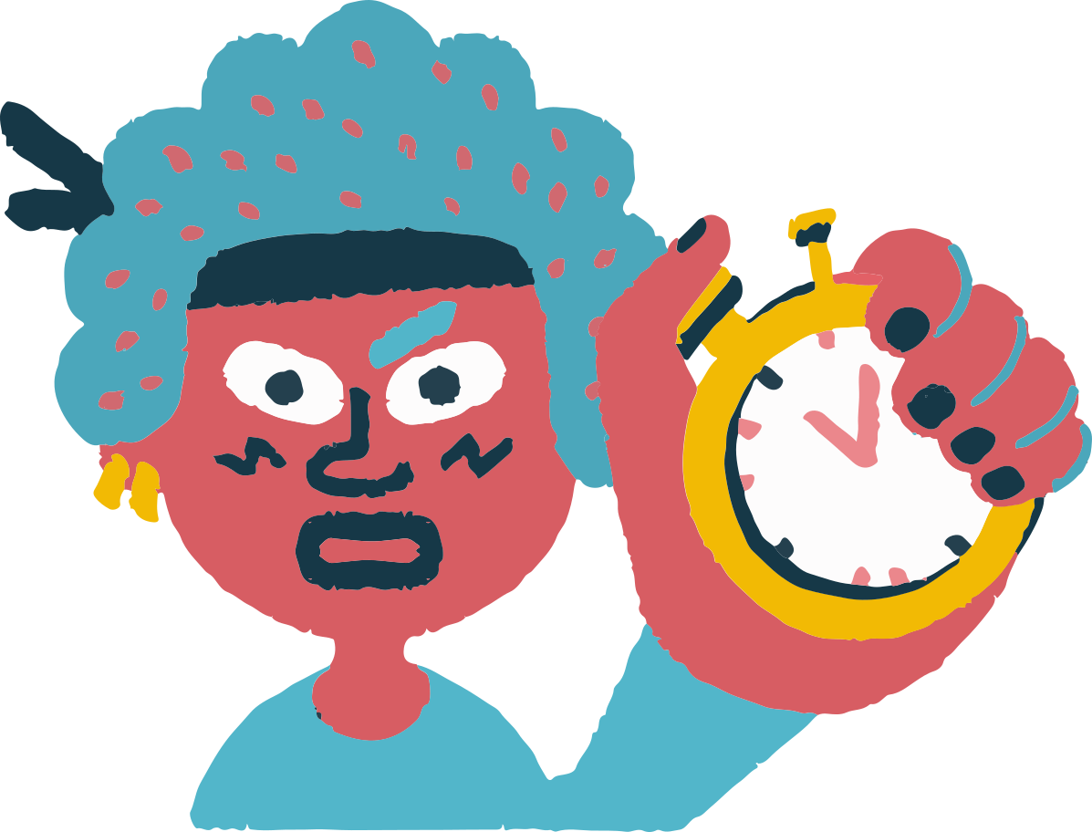 Woman holding timer Illustration in PNG, SVG