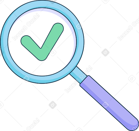 Magnifier with check mark Illustration in PNG, SVG