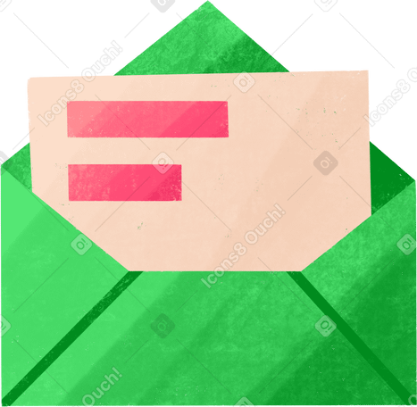 Green envelope with a letter Grafik als PNG, SVG