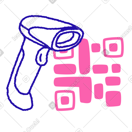 Handheld scanner with QR code PNG, SVG