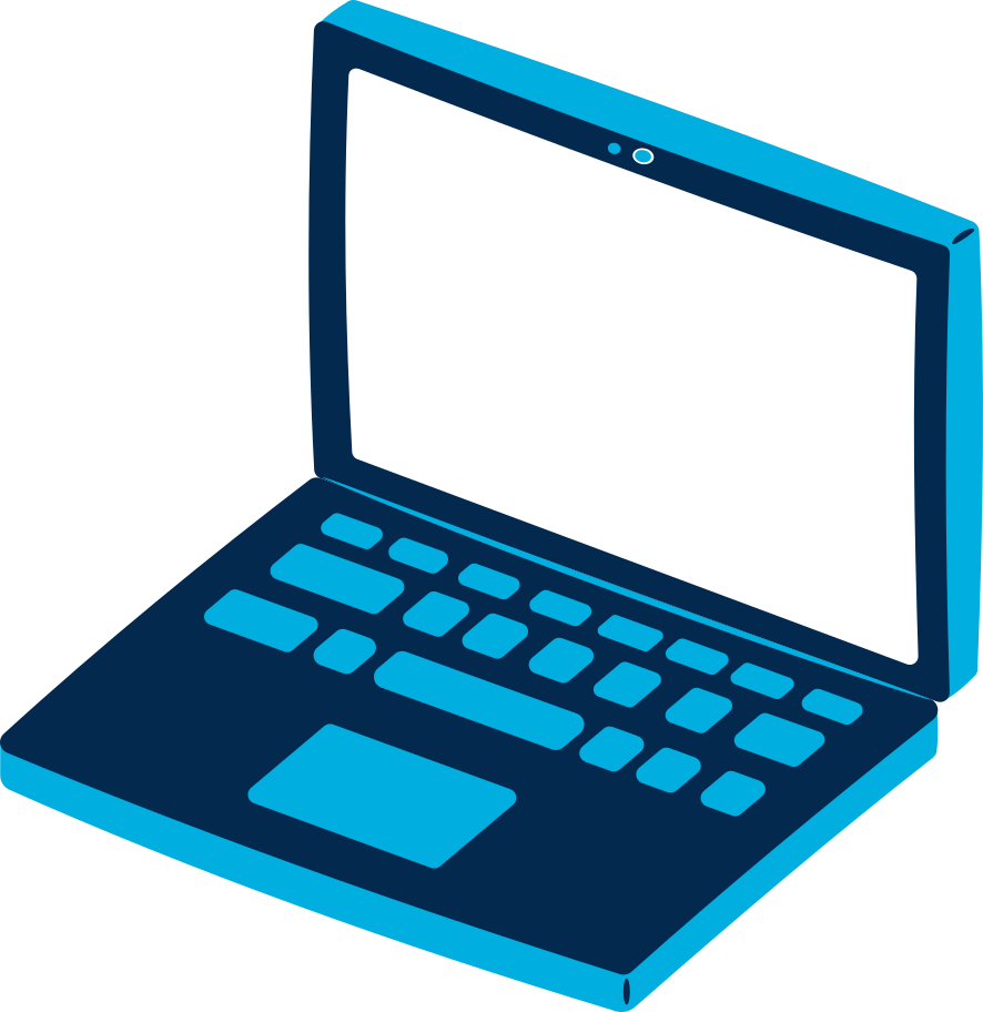 Blue laptop Illustration in PNG, SVG