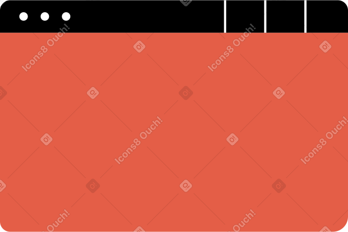 Red browser with three tabs Illustration in PNG, SVG