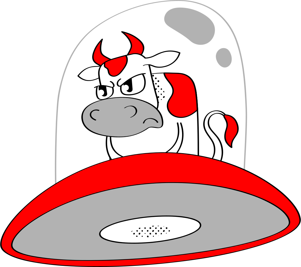 Spaceship with cow Illustration in PNG, SVG