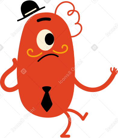 Red character with a mustache Illustration in PNG, SVG