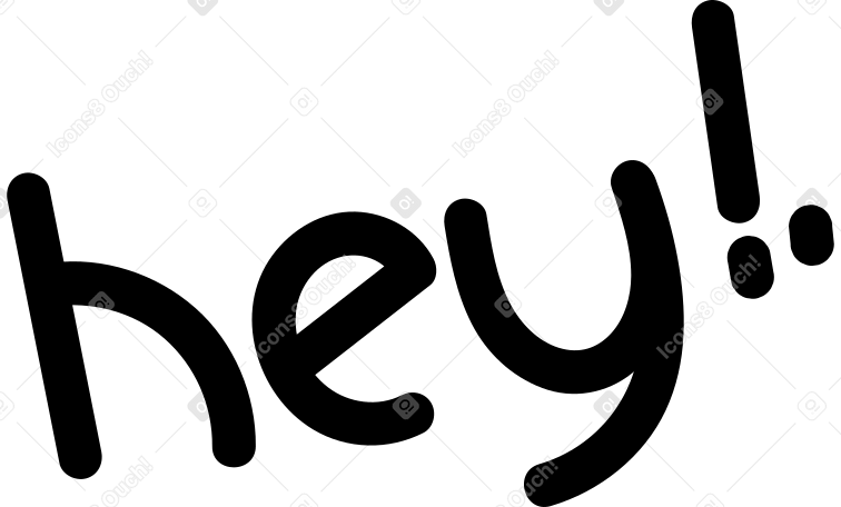 Lettering hey! Illustration in PNG, SVG