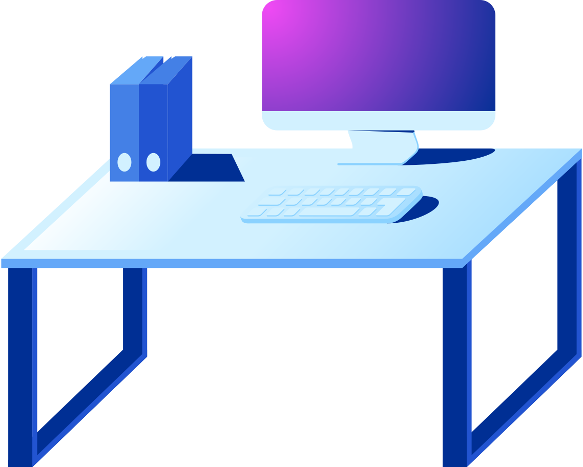Office computer table withfolders Illustration in PNG, SVG