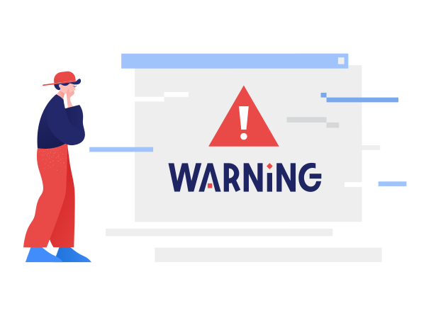 Man looking at warning pop-up in browser Illustration in PNG, SVG