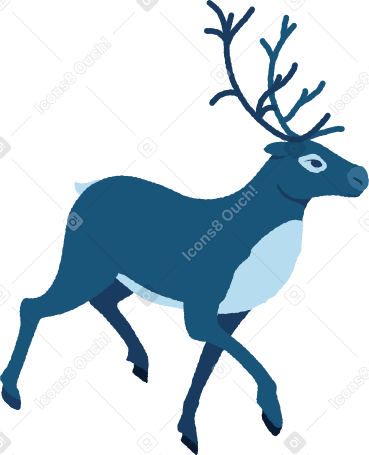 Reindeer running side view Illustration in PNG, SVG