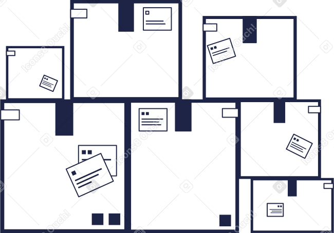 Boxes line Illustration in PNG, SVG