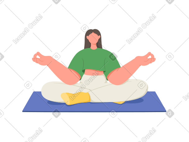 Woman meditating in lotus pose animated illustration in GIF, Lottie ...