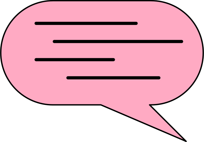 Pink speech bubble with text Illustration in PNG, SVG