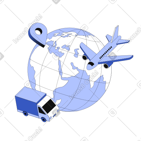 International transportation and delivery logistics animated ...