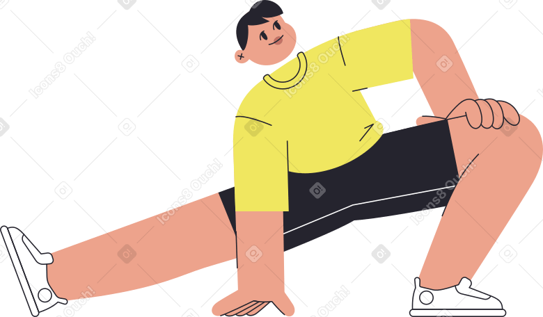 Man stretching legs Illustration in PNG, SVG