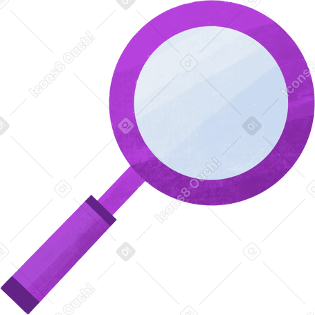 Purple magnifier with glass Illustration in PNG, SVG
