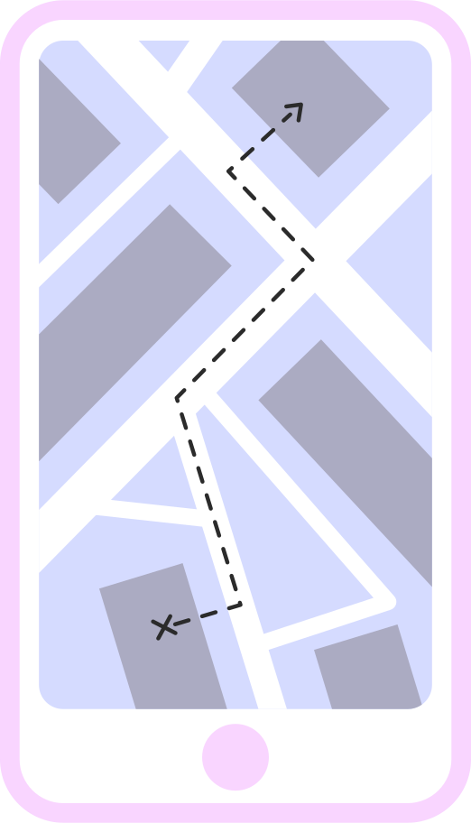 Mobile phone with geolocation map Illustration in PNG, SVG