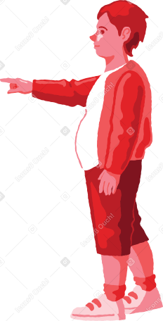 Chubby boy pointing side view Illustration in PNG, SVG