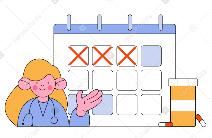 Calendar of taking pills Illustration in PNG, SVG
