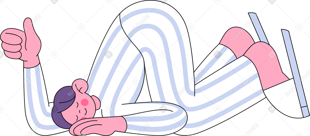 Man in pyjamas sleeping with his butt up Illustration in PNG, SVG