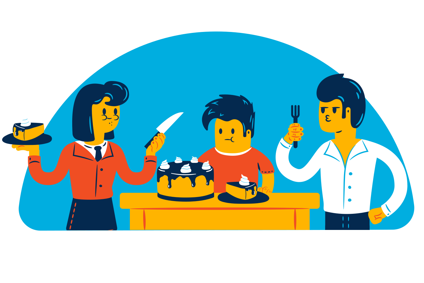 Eating cake Illustration in PNG, SVG